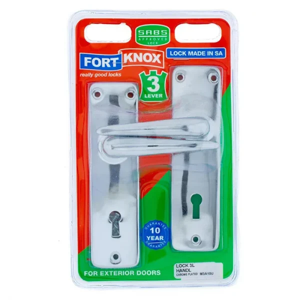 Fort Knox 3-Lever Lockset Steel Lock Chrome Plated Handles Q1 - DIY ...
