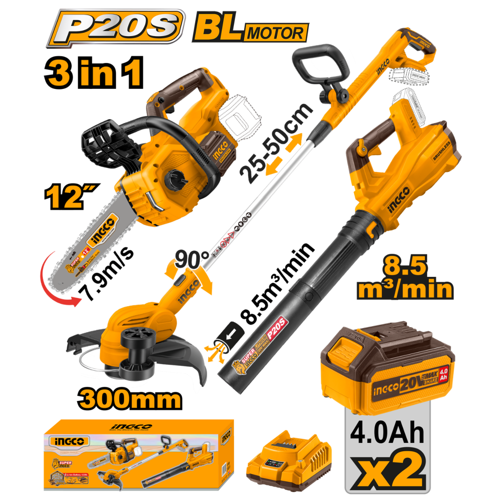 INGCO 20V C/L COMBO 3:1 KIT - DIY Superstore